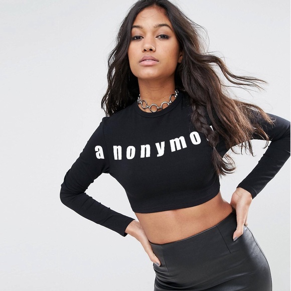 ASOS | Tops | Nwotasos Crop Top With Anonymous Print | Poshmark